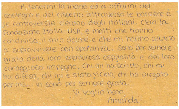 Amanda Knox's handwritten letter to supporters in Italy | king5.com