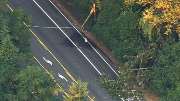 Tree and power lines shut down SR 522 in Lake Forest Park | king5.com