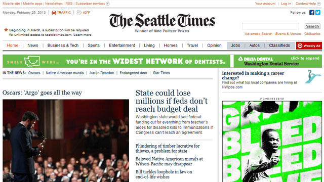 Seattle Times to charge for online access | king5.com