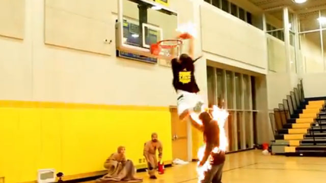 VIDEO: Slam dunk features a man on fire | king5.com