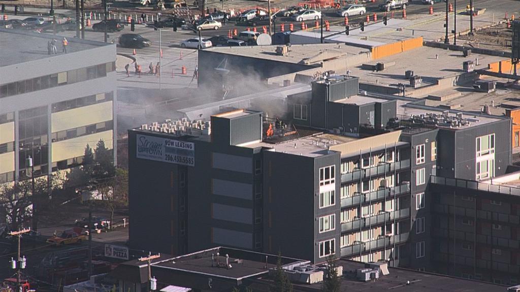 Firefighters douse rooftop fire at Seattle apartments | king5.com