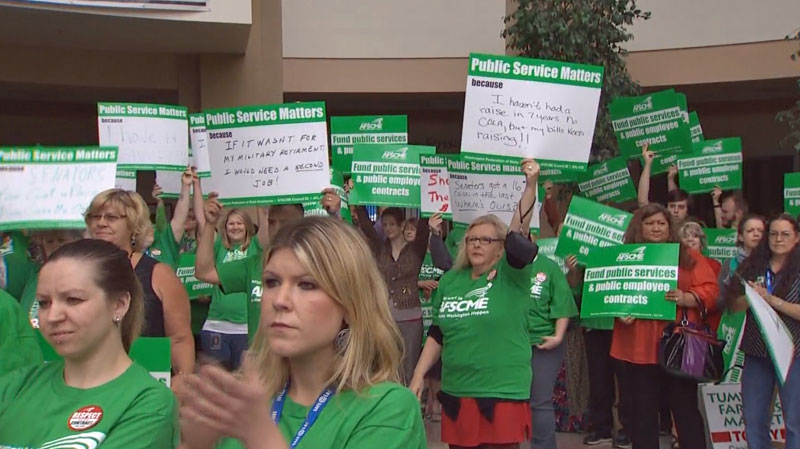 State employees stage protest over over pay raises | king5.com