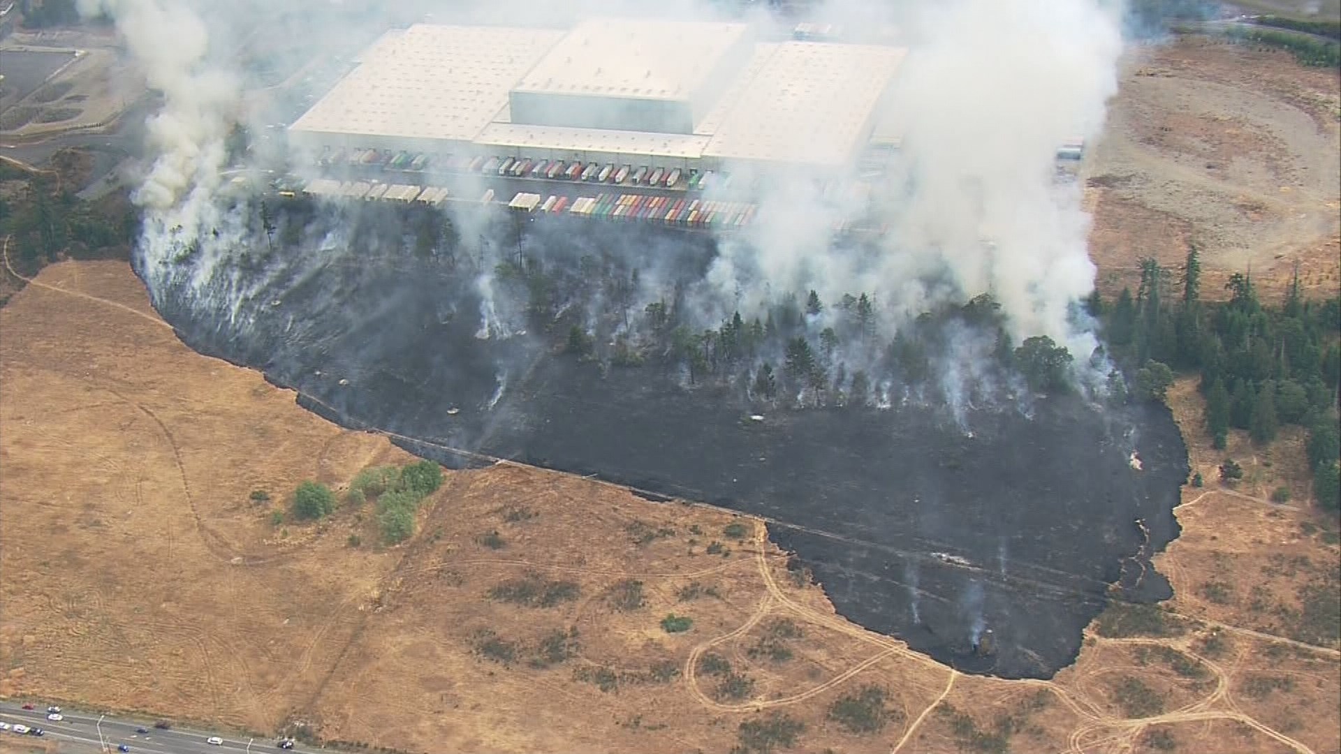 Fire threatened IKEA distribution center in Pierce County | king5.com