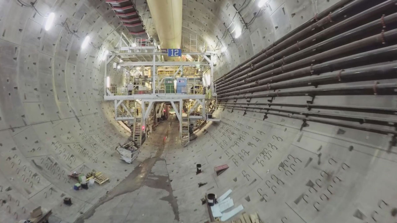 View from a drone inside SR 99 tunnel | king5.com