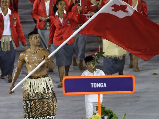 Introducing the Tonga flagbearer who glistened during Rio Olympic ...
