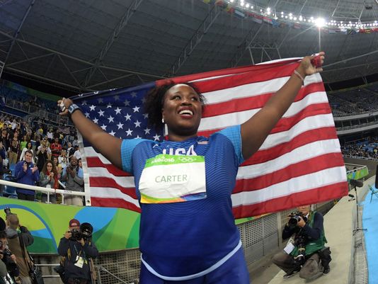 Michelle Carter wins gold in shot put, first ever for USA in event ...