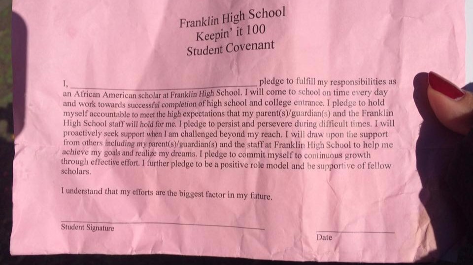 Franklin HS singled out black kids with scholar pledge, parents claim ...