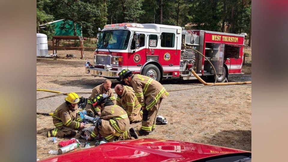 West Thurston firefighters rescue 2 unconscious dogs from house fire ...